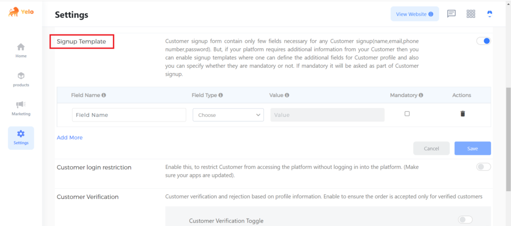 Customer Signup template - Jungleworks Support
