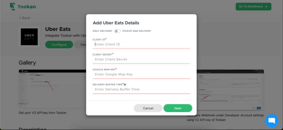Tookan & Ubereats Integration - Jungleworks Support